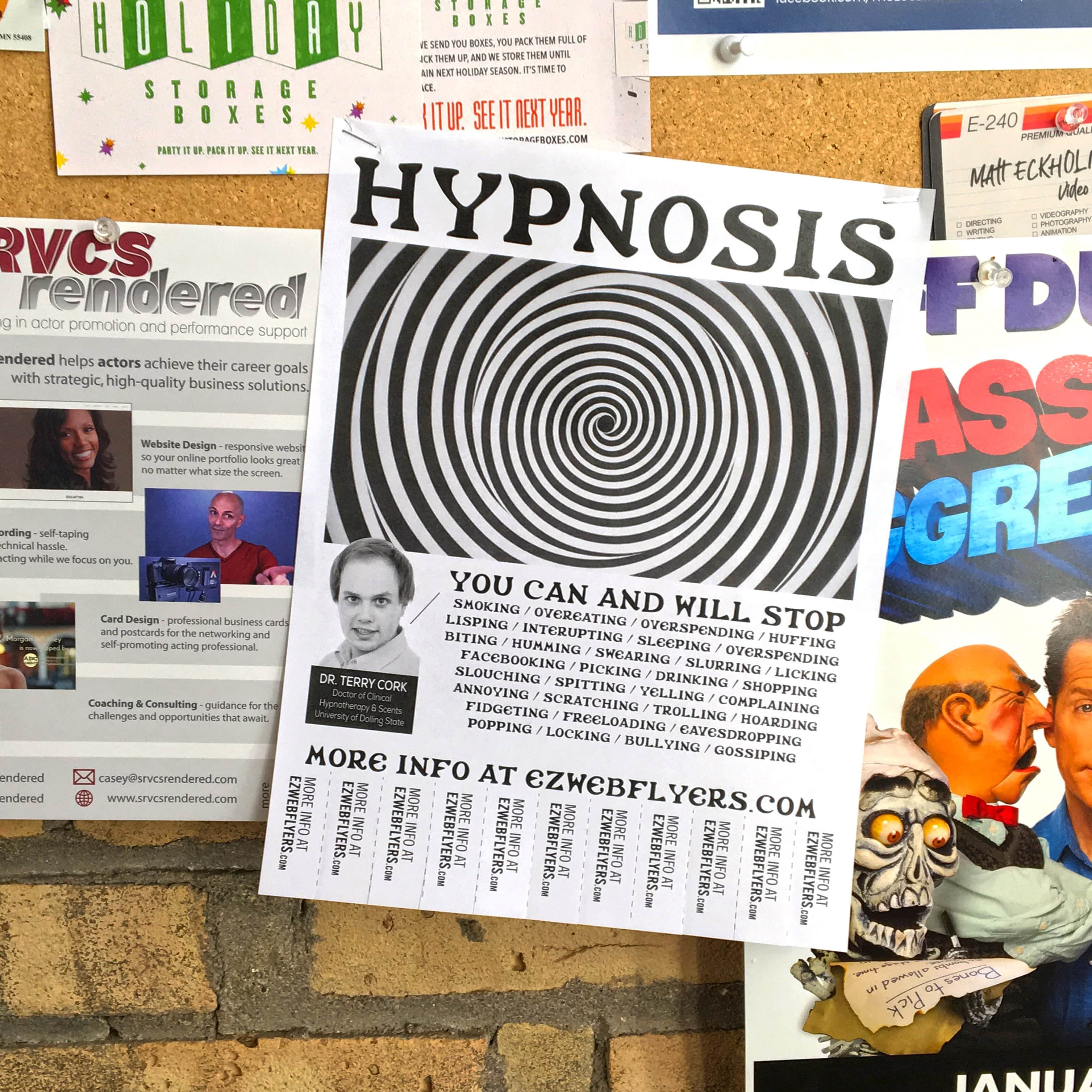 Hypnosis Services | Funny Neighborhood Flyers | Prank-O