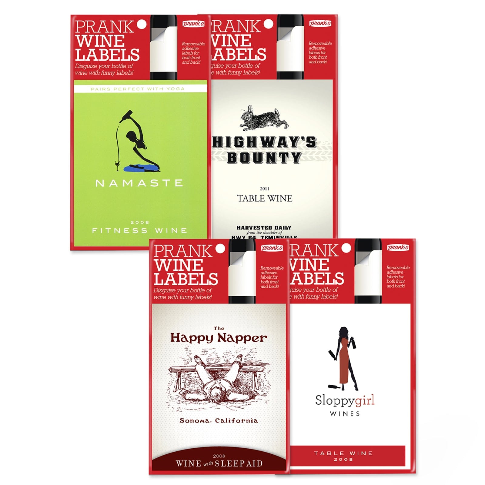 4 Pack Prank Pack Wine Label Set